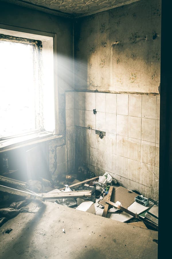 Photo of a Broken Window, Inside View of a Destroyed Building Stock ...