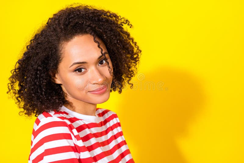 Photo Of Brunette Pretty Lady Near Promo Wear Red T Shirt Isolated On