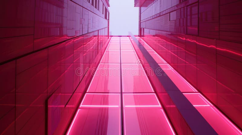 A Photo of a Building with a Bright Red Light Shining through the ...