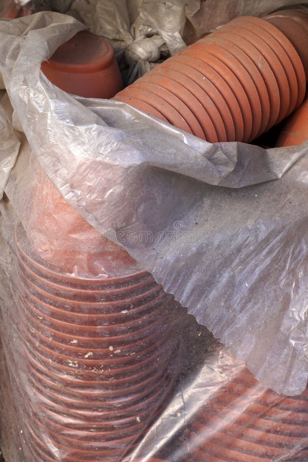 Garden flower pots stock photo. Image of ground, earth - 112805810