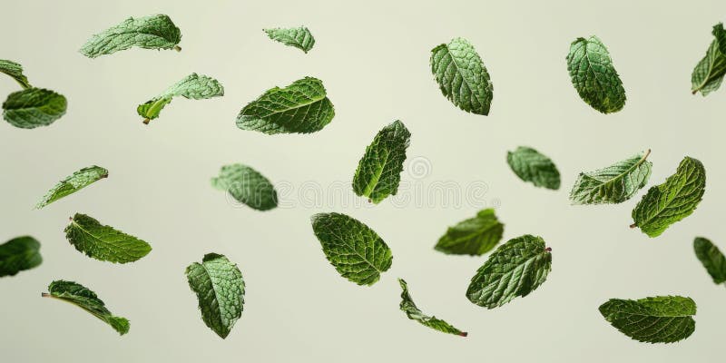A Photo of a Bunch of Green Leaves Floating in Mid-air Stock Image ...