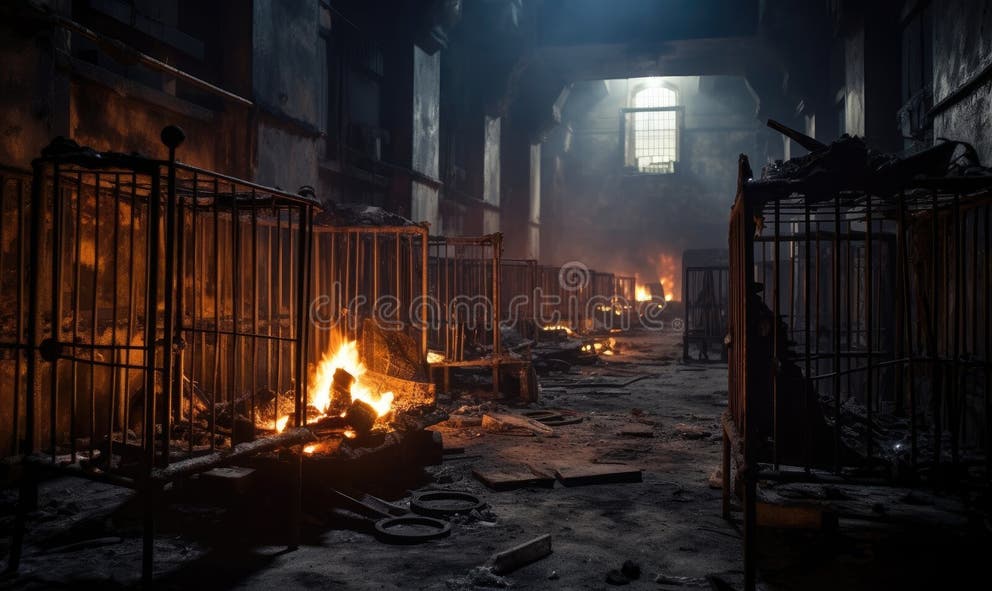 Photo of burning cages stock illustration. Illustration of blaze ...