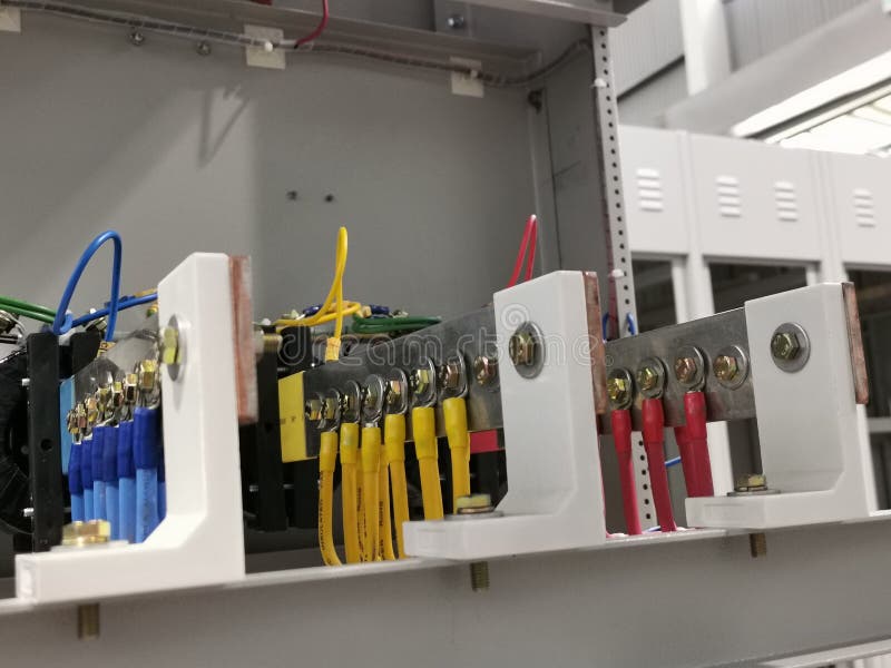 Photo of Cable Connection on Copper Bars in Low Voltage Switchboard ...