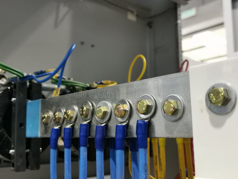 Photo of Cable Connection on Copper Bars in Low Voltage Switchboard ...