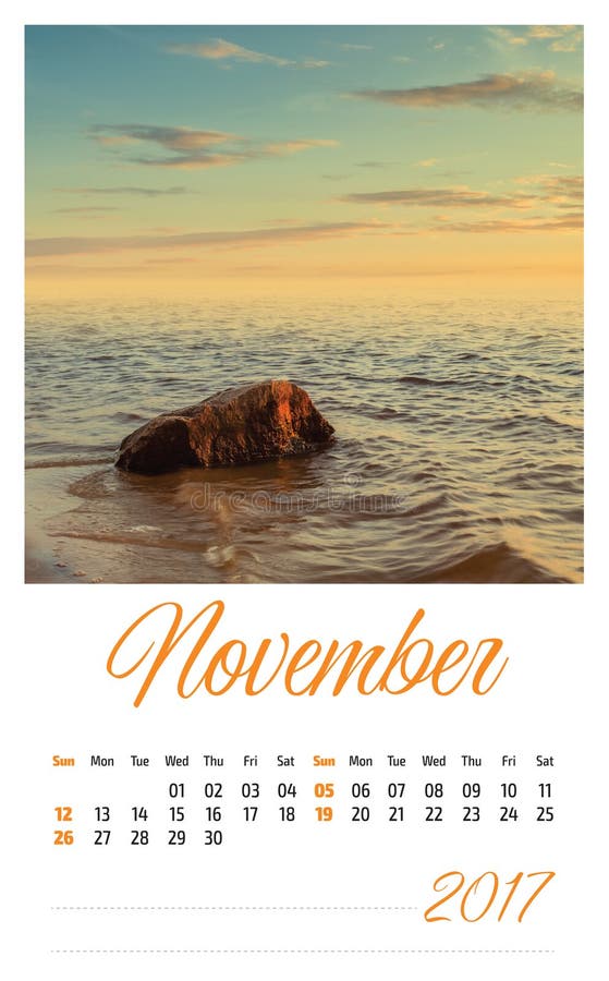 2017 Photo Calendar with Minimalist Landscape. February. Stock Photo ...
