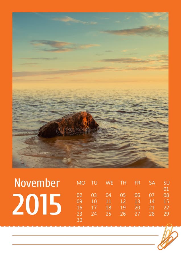 2015 Photo Calendar. November. Stock Image - Image of november, months ...