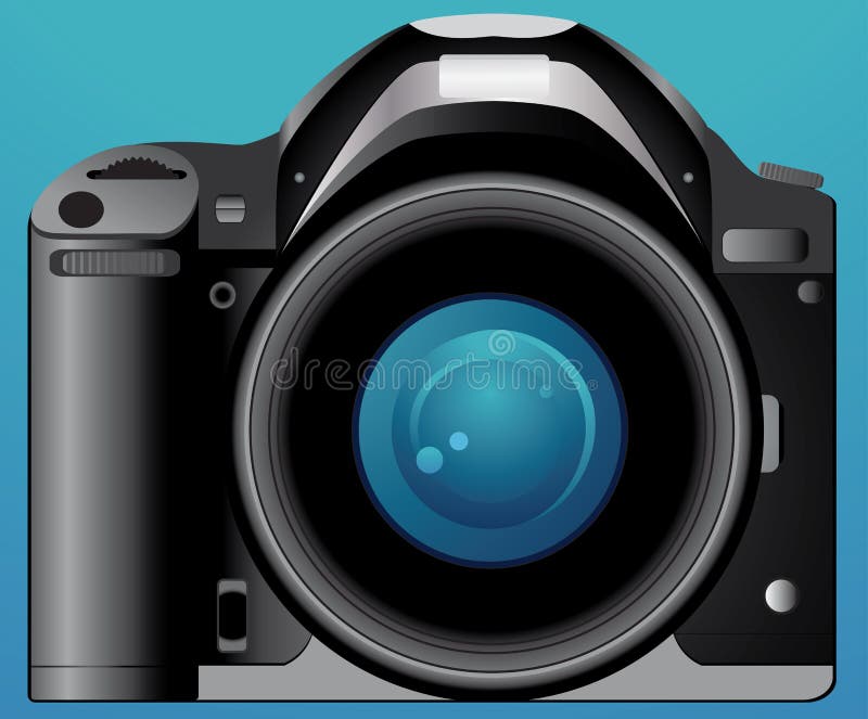 Photo Camera on Blue Background Stock Vector - Illustration of ...