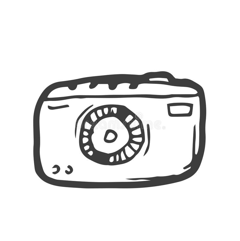 Photo Camera Doodle Icon. Hand Drawn Sketch in Vector Stock Vector ...