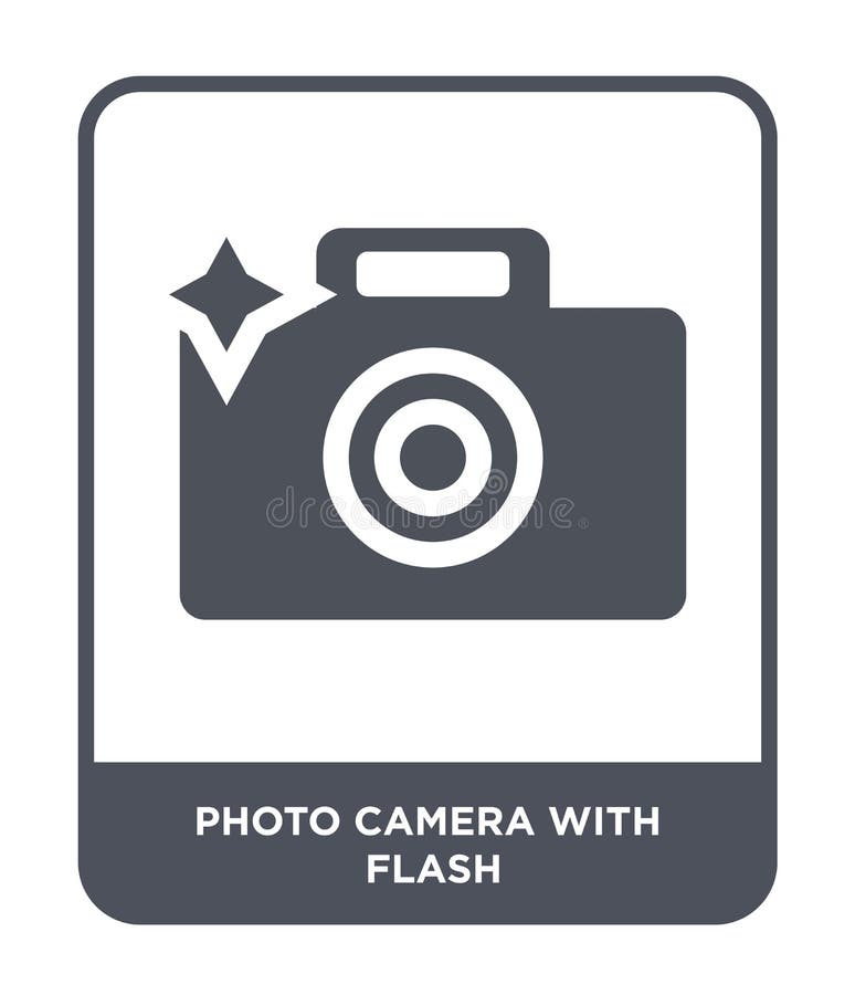 Photo Camera with Flash Icon in Trendy Design Style. Photo Camera with ...
