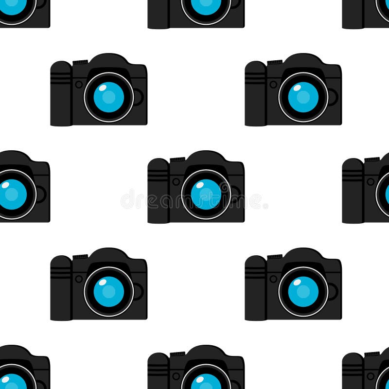 Photo Camera Flat Icon Seamless Pattern Stock Vector - Illustration of ...
