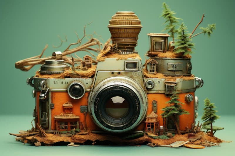 Photo camera. Generate Ai stock photo. Image of instant - 307281122