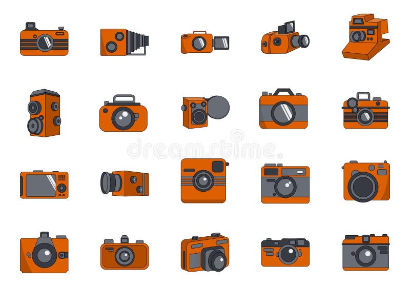 Photo Camera Icon Element Set Stock Vector - Illustration of photograph ...