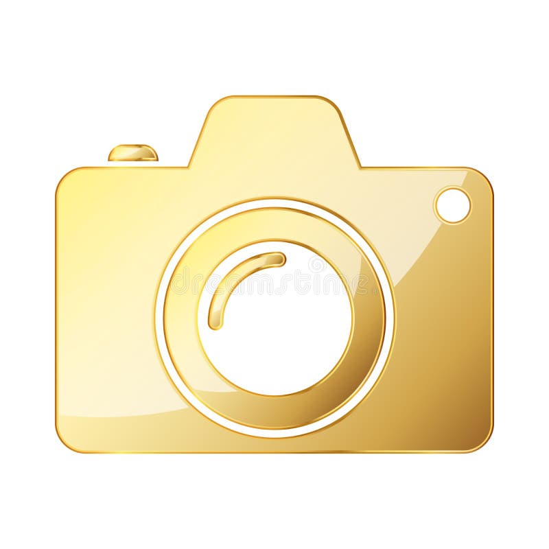 Photo Camera Icon. Gold Photo Camera Icon Isolated Stock Illustration ...