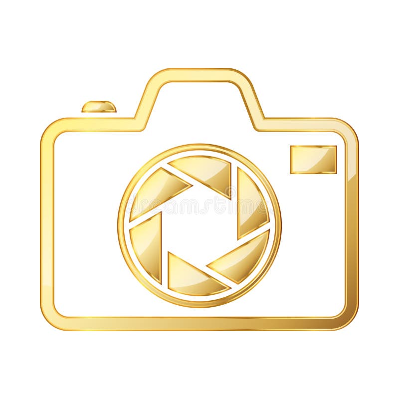 Photo Camera Icon. Gold Photo Camera Icon Isolated Stock Illustration ...