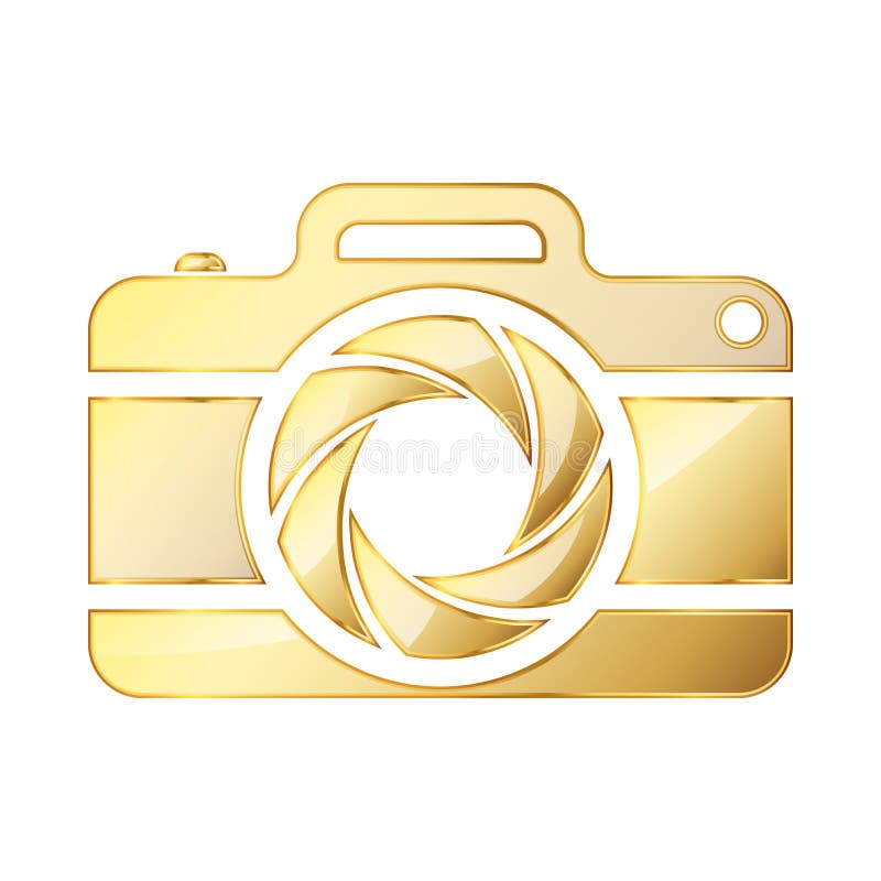 Photo Camera Icon. Gold Photo Camera Icon Isolated Stock Illustration ...
