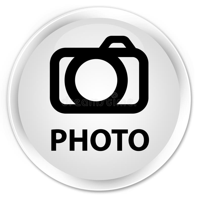 Photo (camera Icon) Premium White Round Button Stock Illustration ...