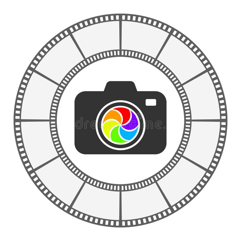 Camera Icon Round Film Strip Frame Stock Vector - Illustration of ...