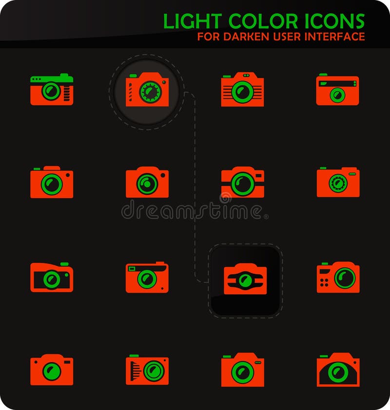 Photo camera icon set stock vector. Illustration of modern - 140482085