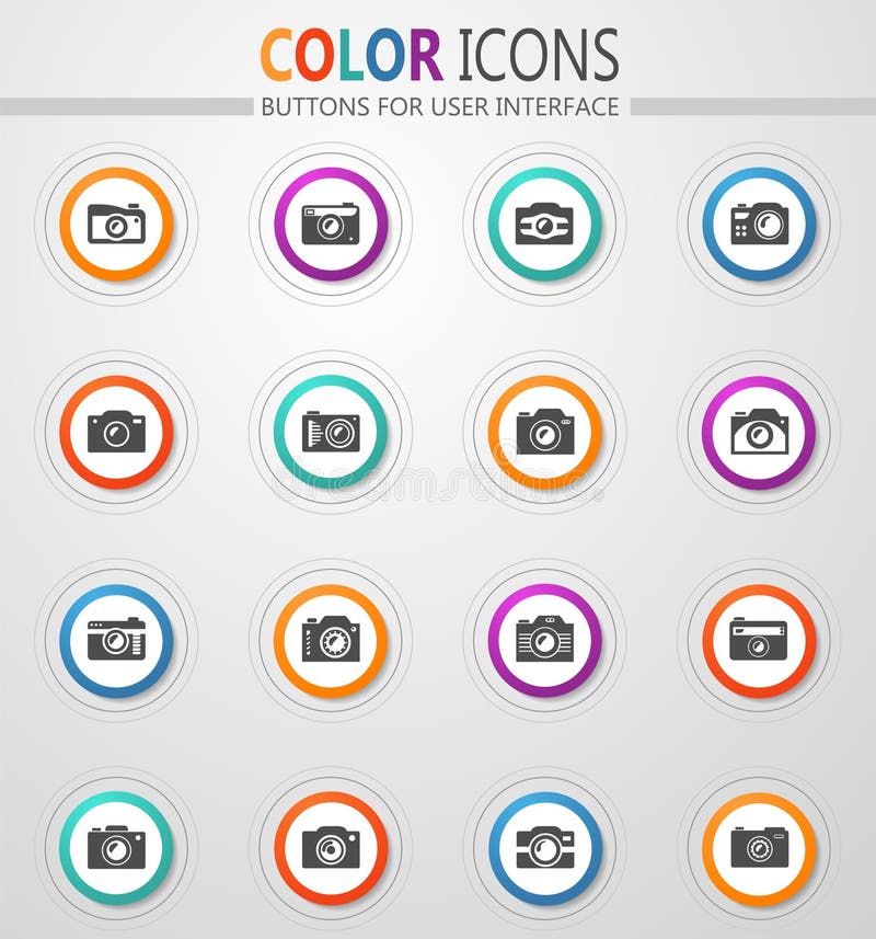 Photo camera icon set stock vector. Illustration of camera - 136492262