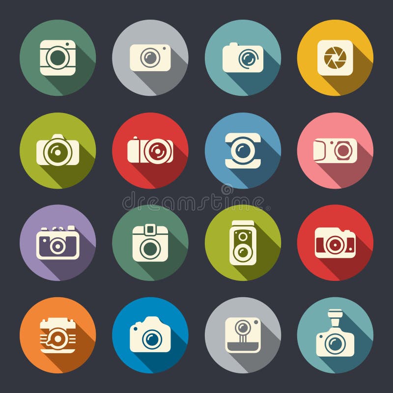 Photo camera icon set stock vector. Illustration of button - 54202034