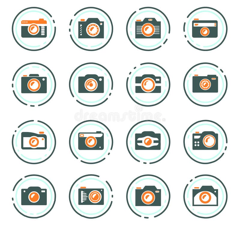 Photo camera icon set stock vector. Illustration of digital - 155267502