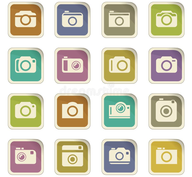 Photo camera icon set stock illustration. Illustration of technology ...