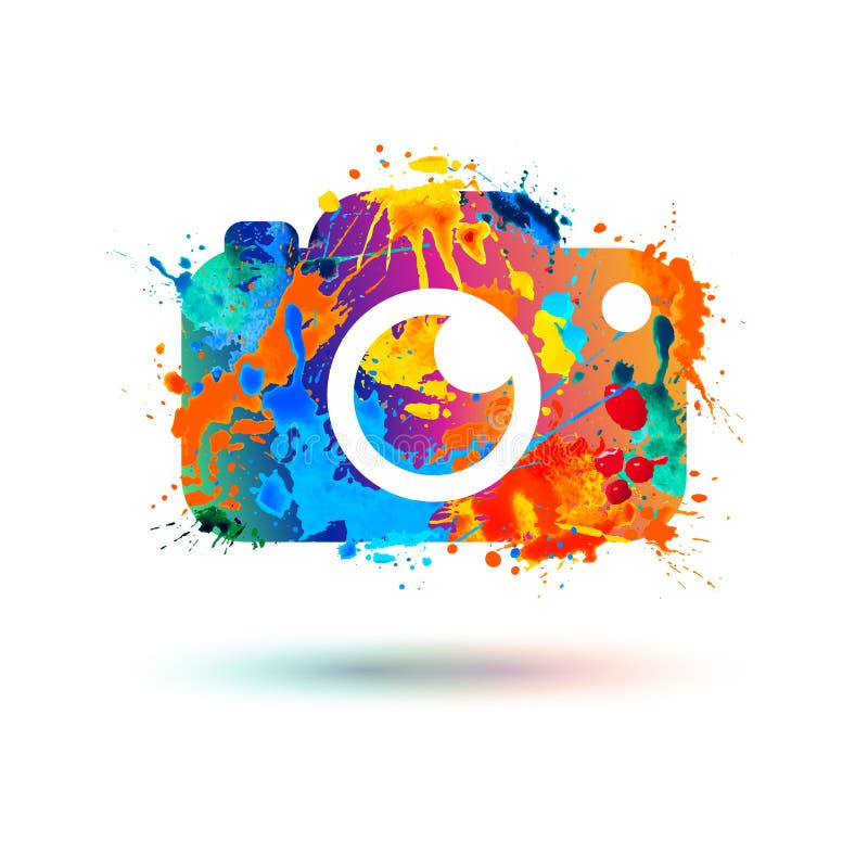Photo Camera Icon. Splash Paint Stock Vector - Illustration of digital ...