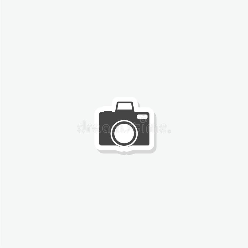 Photo Camera Icon Sticker Isolated on Gray Background Stock Vector ...