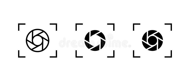 Photo Camera Icon Vector Set. Camera Lens Diaphragm Symbol Stock Vector ...