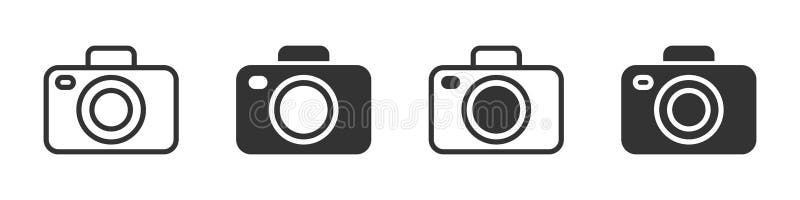 Photo Camera Icons in Four Different Versions in a Flat Design Stock ...
