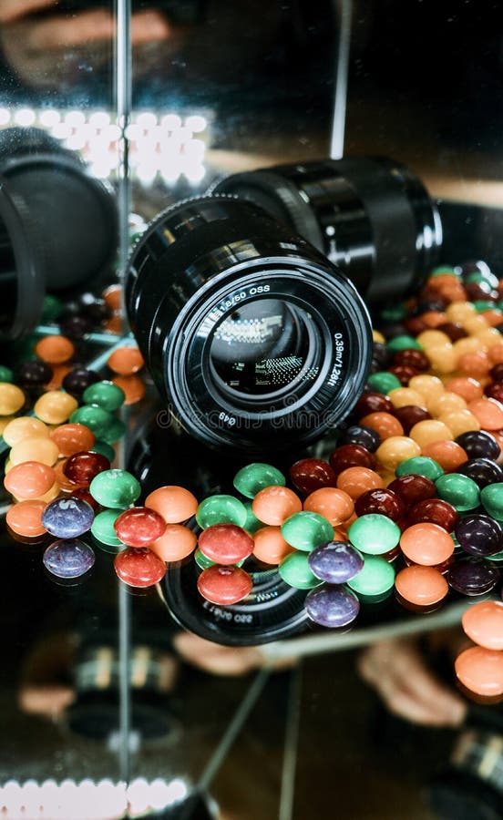 Photo Camera Lens in the Mirror Cube Stock Photo - Image of mirror ...