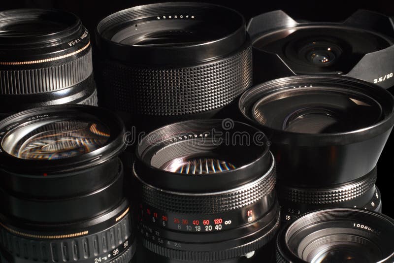 Photo camera lenses. stock image. Image of black, close - 12384355