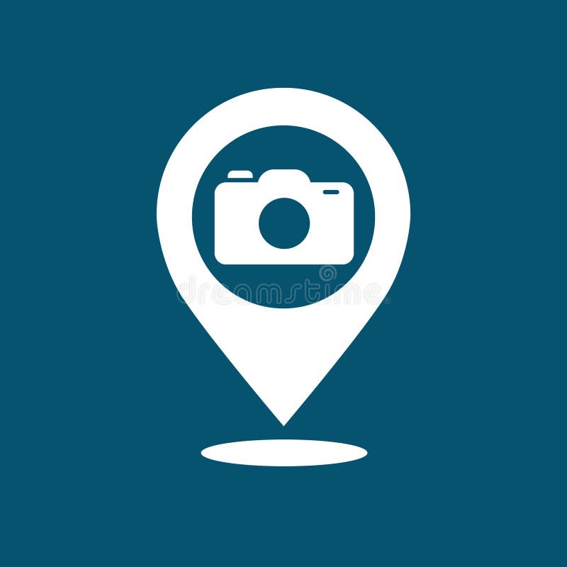 Photo Camera map pin icon, stock vector. Illustration of film - 250561567