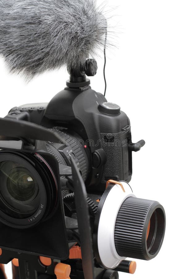 Photo Camera with Microphone and Follow Focus Stock Image - Image of ...