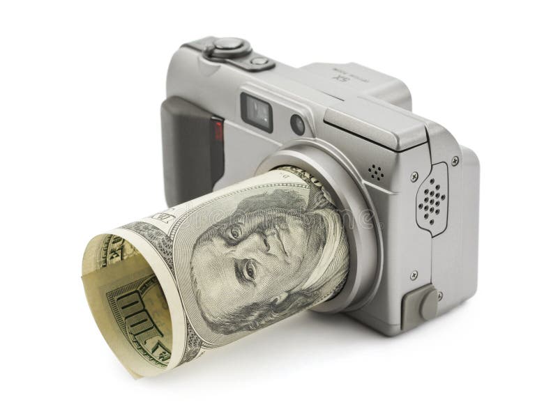 Photo camera and money stock image. Image of metal, button - 11031053