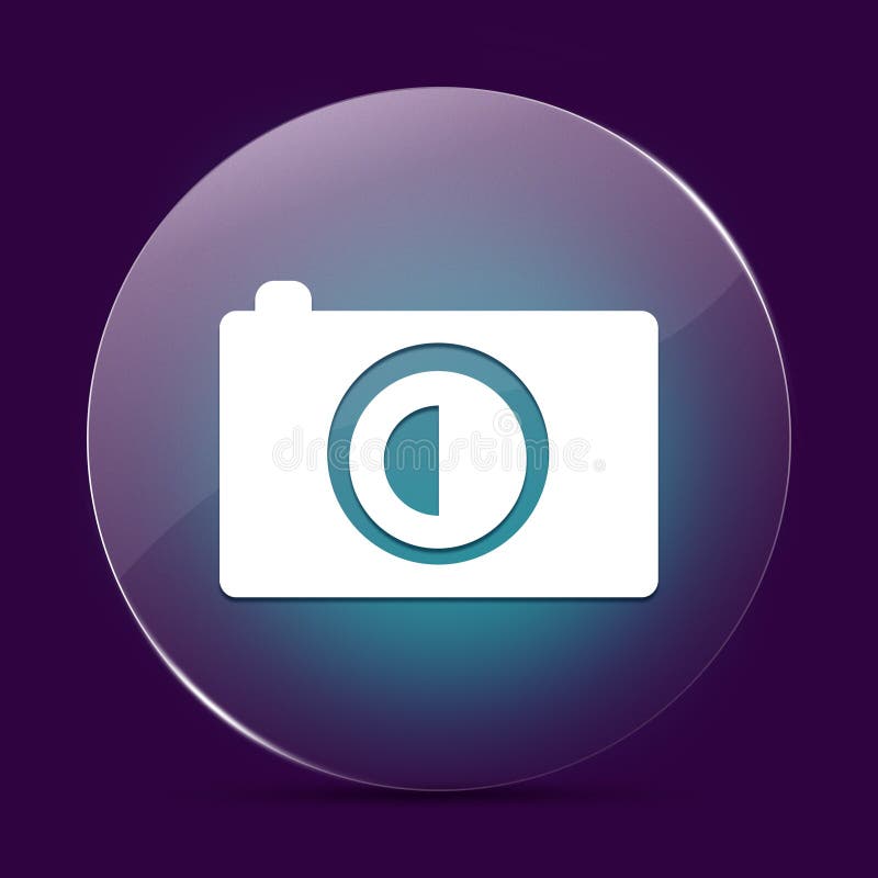 Photo Camera Moonlight Glass Round Button Abstract on a Dark Purple ...
