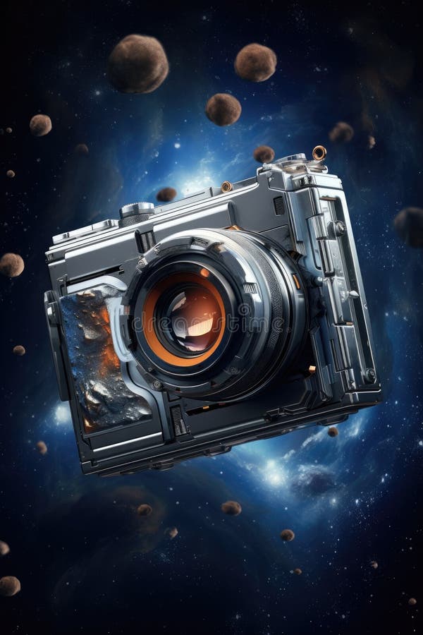 Photo Camera in Outer Space Stock Illustration - Illustration of earth ...