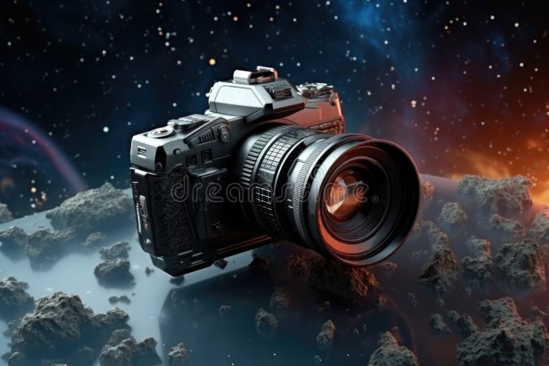 Photo Camera in Outer Space Stock Image - Image of equipment, globe ...