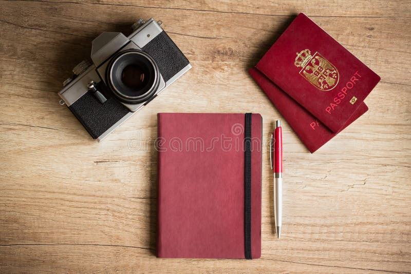 Photo camera and passport stock image. Image of relaxation - 45304733