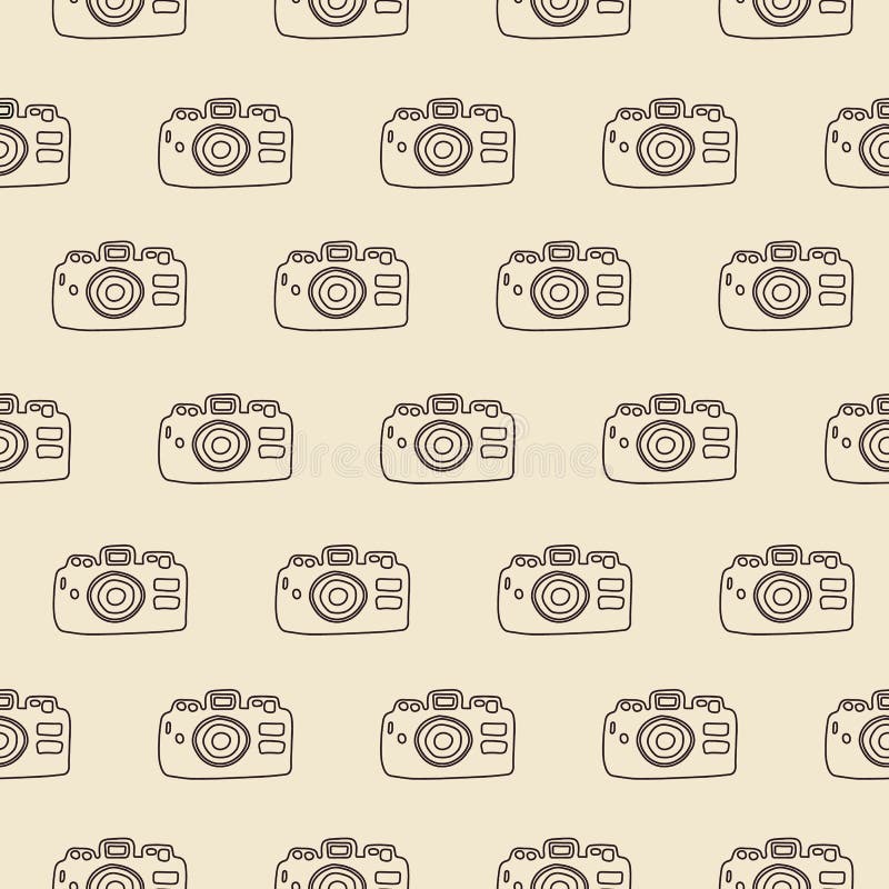 Photo Camera Seamless Pattern. Graphic Vector Draw Illustration with ...