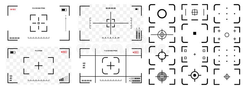 Photo Camera Viewfinders Collection. Set of Video and Photo Camera ...