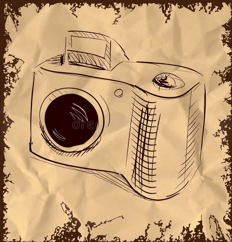 Cute Hand Drawn Vintage Camera Vector Illustration Stock Vector ...