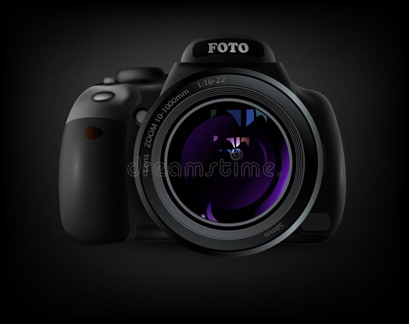 Photo camera stock vector. Illustration of camera, blue - 76956488