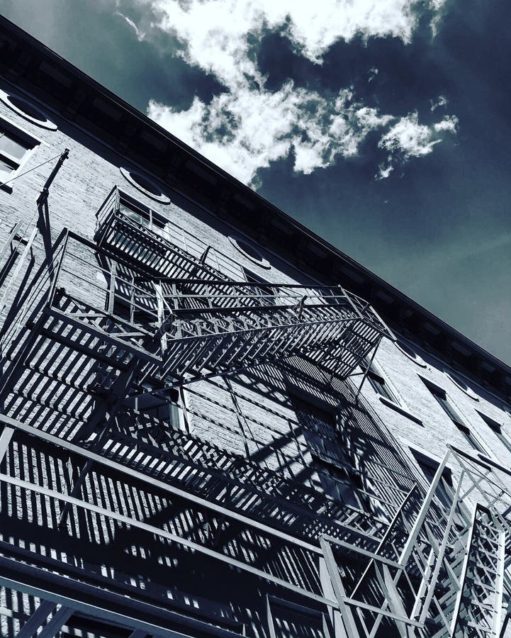 Fire Escape on Urban Building Facade - USA - American Style Stock Photo ...