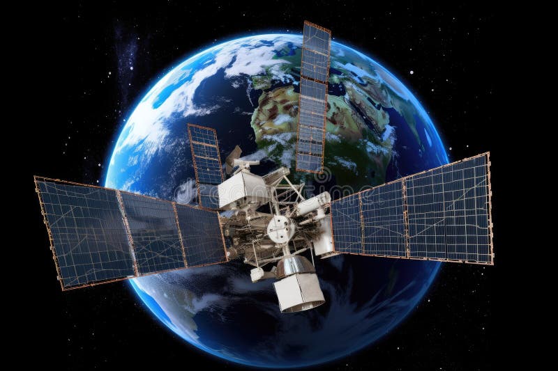 Communication between the Vast Array of Satellites. Generative AI Stock ...