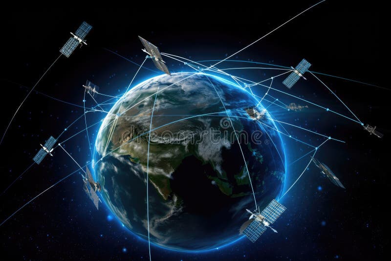 Communication between the Vast Array of Satellites. Generative AI Stock ...