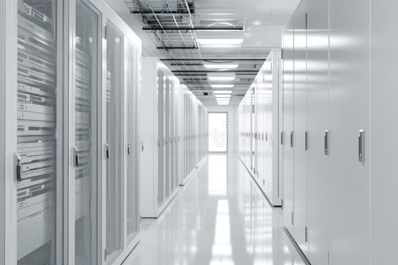 This Photo Captures a Long Hallway Filled with Neatly Arranged Rows of ...
