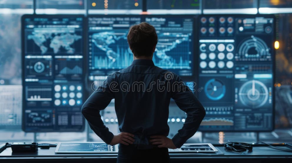 The Photo Captures a Person from Behind Looking at a Complex Array of ...