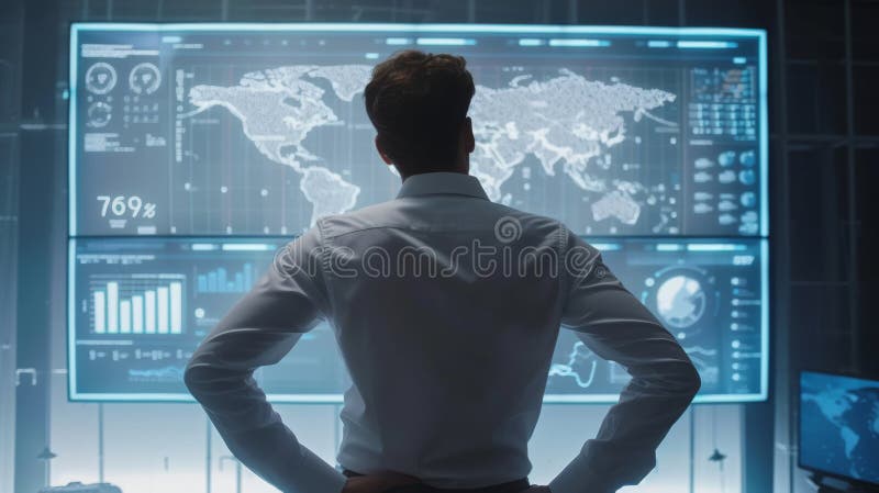 The Photo Captures a Person from Behind Looking at a Complex Array of ...