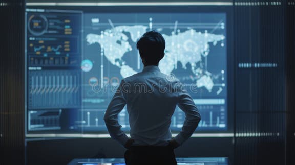 The Photo Captures a Person from Behind Looking at a Complex Array of ...